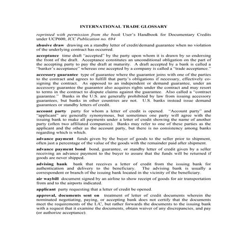 International Trade Glossary | DOC