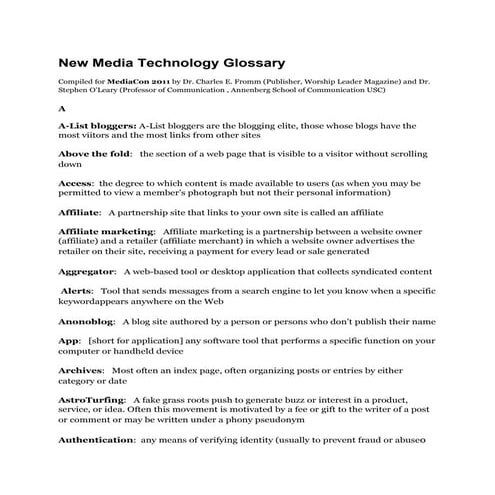 New Media Technology Glossary | PDF