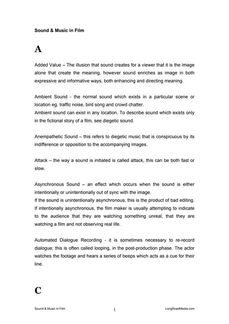 Film Studie - Sound | PPTX