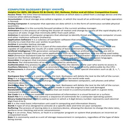 Computer Glossary A to Z Terminology, Vocabulary | PDF