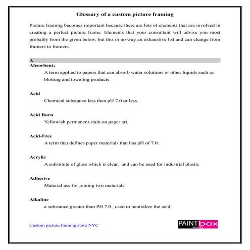 Elements of custom picture framing | PDF