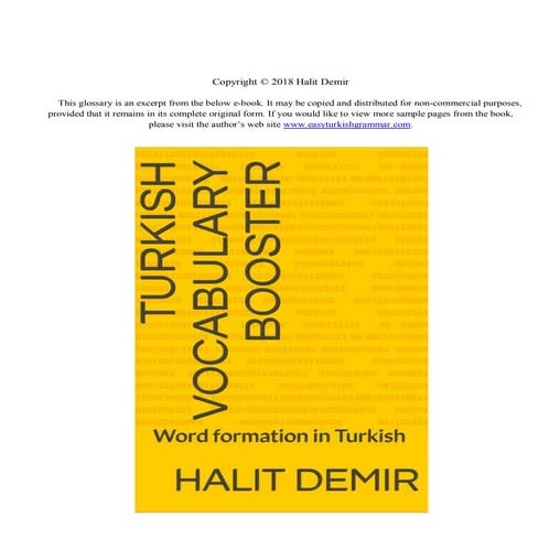 Turkish Grammar - English-Turkish cognates | PDF