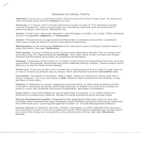 Glossary Of Library Terms | PDF