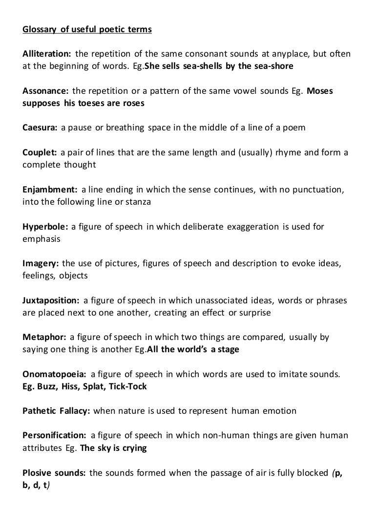 Glossary of useful poetic terms