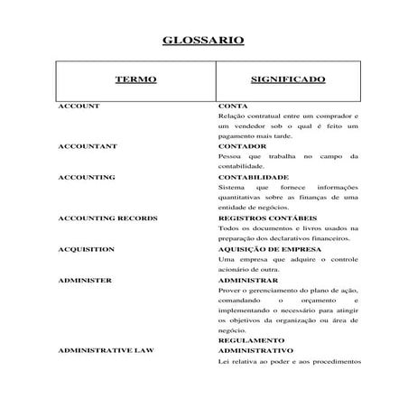 Glossário de Termos Financeiros: Inglês / Português | PDF