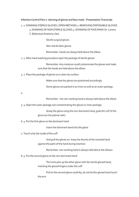 GOWNING AND GLOVING TECHNIQUE | PPTX | First Aid | Injuries