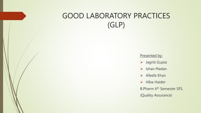 Good Laboratory Practices ppt | PPTX