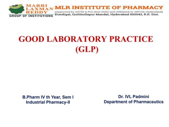 Good laboratory practices | PPTX | Pharmaceutical Industry | Industries