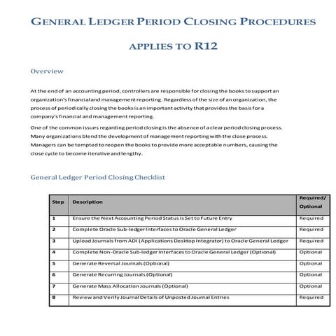 Oracle GL Period Closing | DOCX