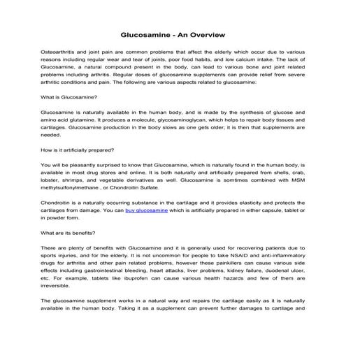 Glucosamine an overview | DOCX