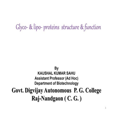 Glycoprotein, lipoprotein, structure and function | PPT