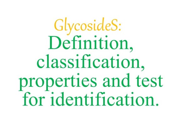 CHEMICAL TESTS FOR GLYCOSIDES AND ALKALOIDS.pptx | Chemistry | Science
