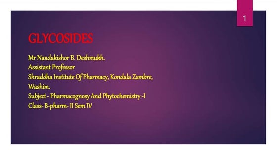 Glycosides | PPTX | Chemistry | Science
