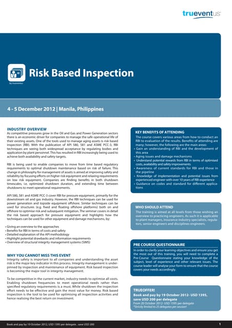 Risk Based Inspection for oil and gas industry | PPT
