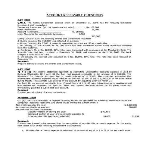 Account Receivable QuestionsZ | DOCX