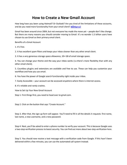 Create gmail account | PPTX