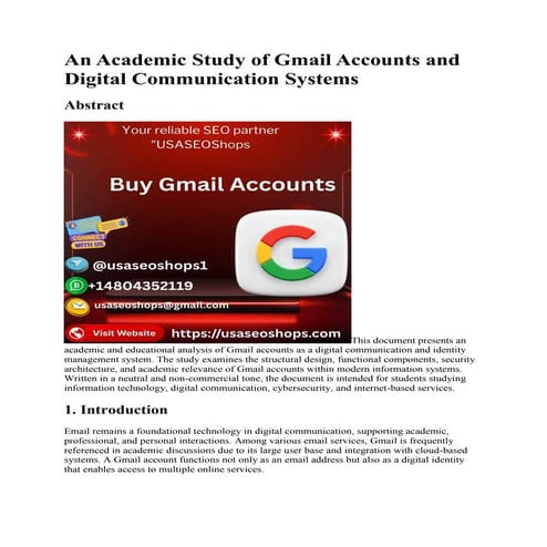 A Comprehensive Guide to Purchasing Gmail Accounts in 2026 | PDF