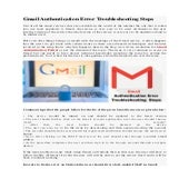 Gmail Authentication Error Troubleshooting Steps