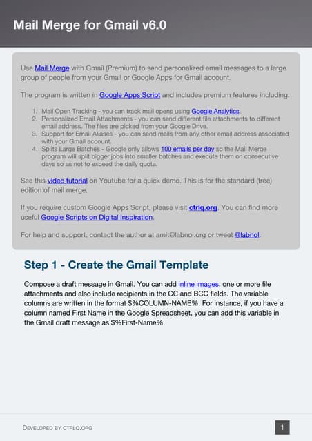 How to Mail Merge using Gmail, Google Apps and Google Docs / Drive | PPT