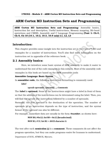 Module 2 Instructons Set Of Arm Cortex M3 Microcontrollers Pdf Computing Technology