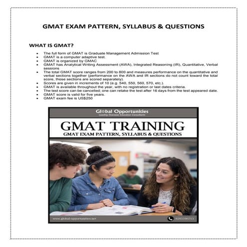 GMAT EXAM PATTERN, SYLLABUS & QUESTIONS | PDF