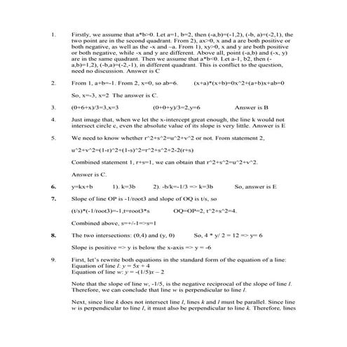 Gmat quant topic 6 co ordinate geometry solutions | PDF