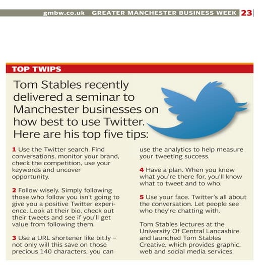 Top Twitter Tips Article | PDF