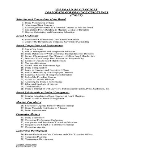 GM_Corporate Governance_Corporate Governance Guidelines | PDF