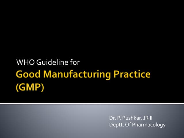 Good manufacturing practice (gmp) | PDF