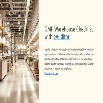 GMP Warehouse Checklist with eAuditor Audits & Inspections | PPT