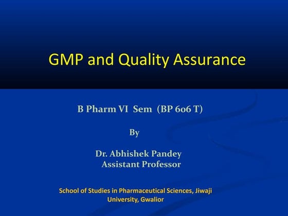 Good manufacturing practice (gmp) | PPT