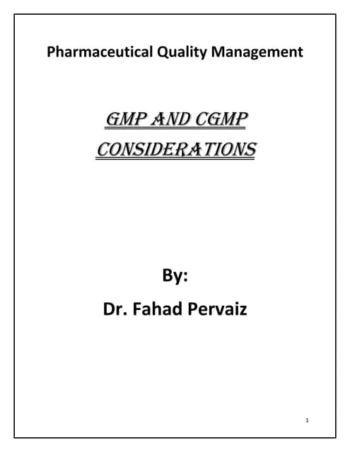 Good manufacturing practice (gmp) | PPT