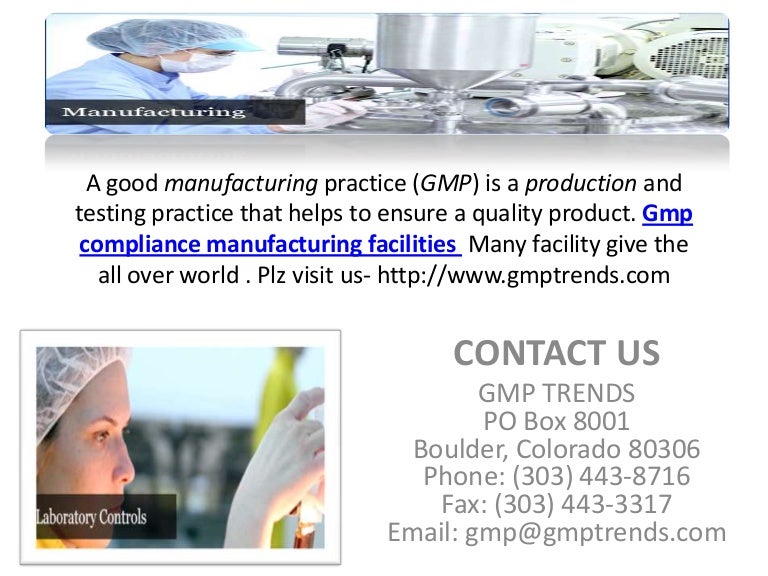 Gmp compliance manufacturing facilities