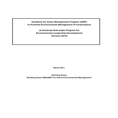 Guideline for Green Management Program (GMP) to Promote Environmental ...