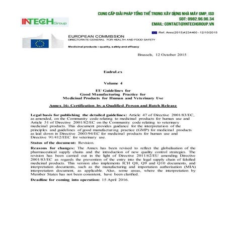 GMP EU annex 2 | PDF