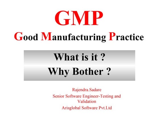 Basics of FDA GMP Training | PPT