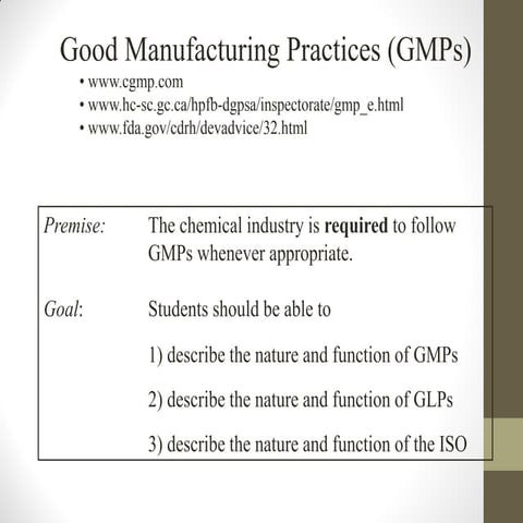 good manufacturing practice ( GMP) | PDF