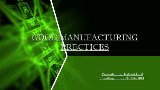 10 Principles of Good Manufacturing Practice (GMP) | PDF ...