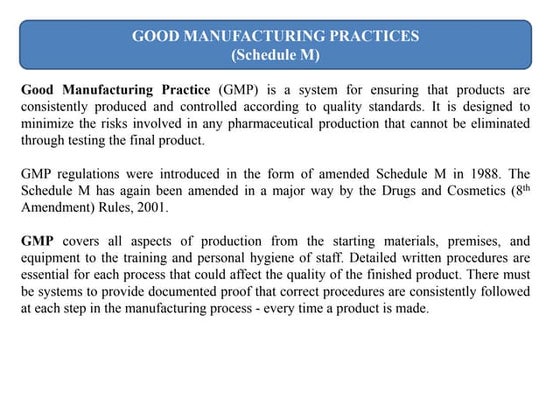 Schedule T Good Manufacturing Practice Indian systems of Medicine | PDF | Pharmaceutical ...