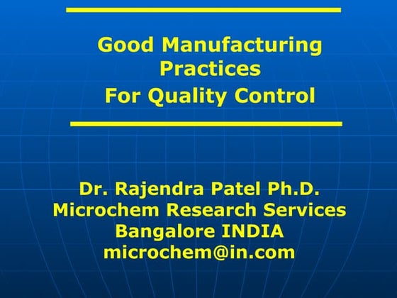 Good Manufacturing Practices in Food Processing | PPTX