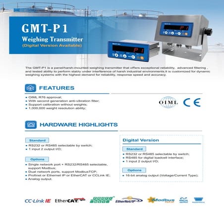 GMT-P1 Weighing Transmitter (Digital version available) | PDF