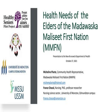Initiatives for Elders of the Madawaska Maliseet First Nations | PPTX