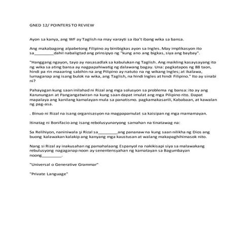 Gned 12-pointers | DOCX