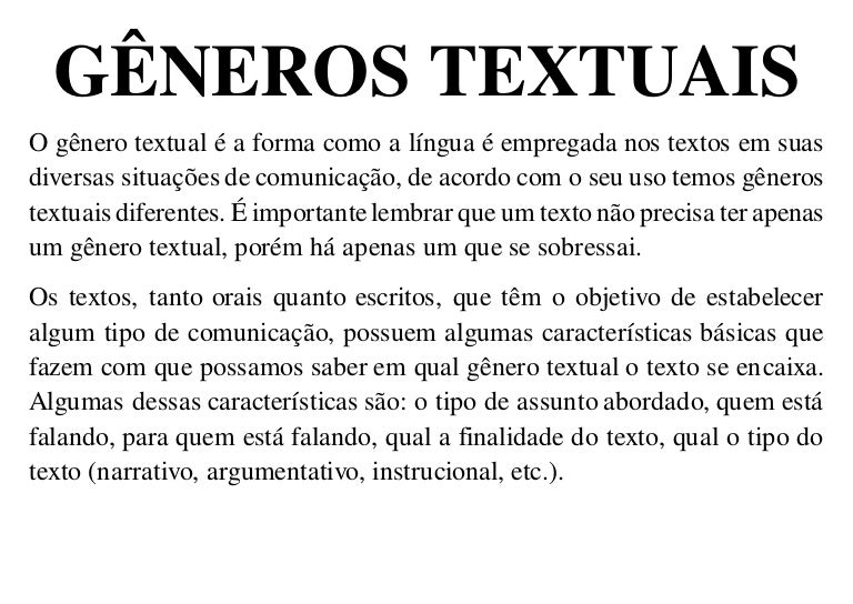 Gêneros textuais