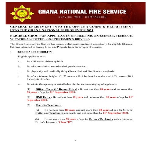 How to apply for the Ghana National Fire Service | PDF