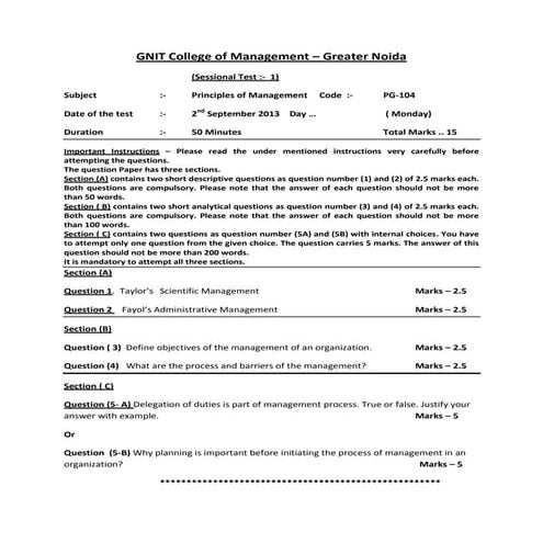 Gnit pom question paper st1 | DOCX
