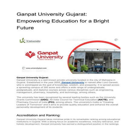 Ganpat University Gujarat | PDF