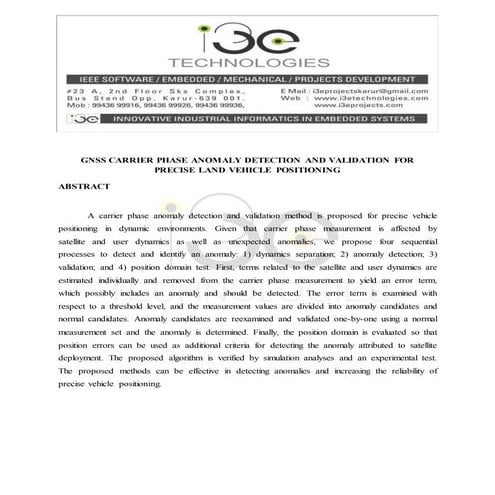 Gnss Carrier Phase Anomaly Detection And Validation For Precise Land