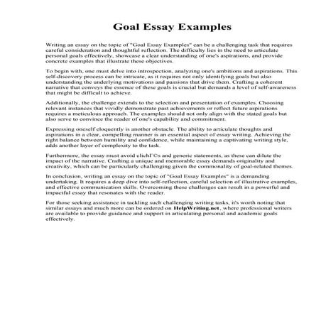 Goal Essay Examples | PDF