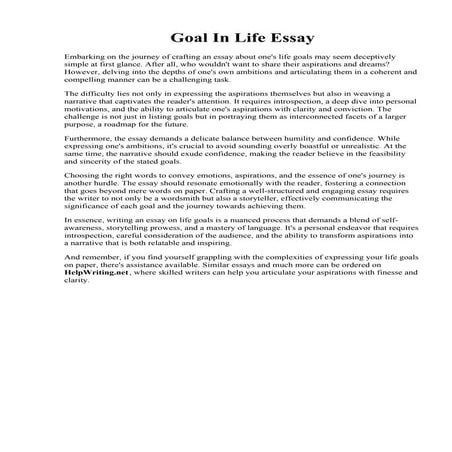 Goal In Life Essay. 008 My Purpose In Life Essay Example On How To ...